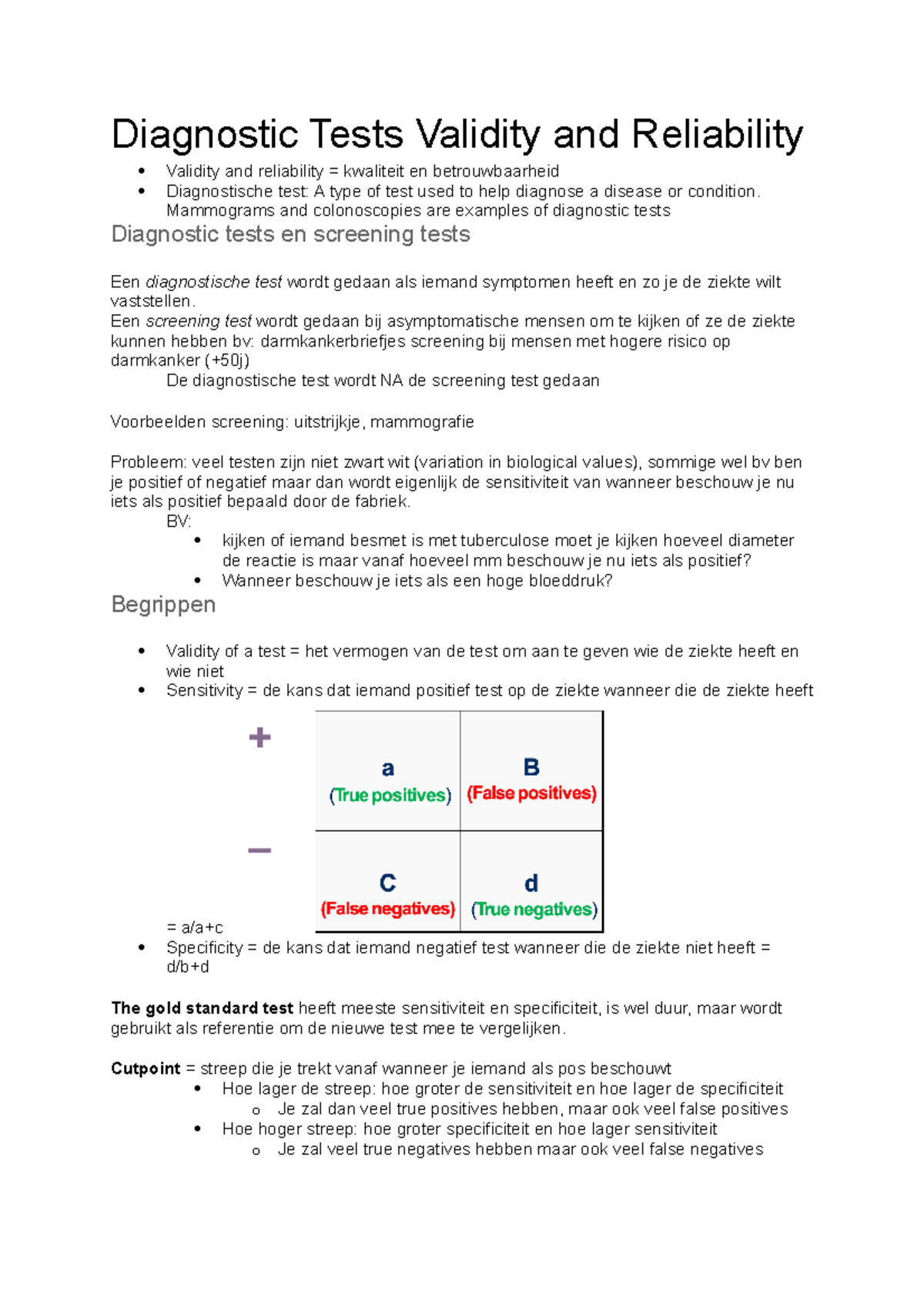 Diagnostic Tests Validity and Reliability - Mammograms and ...