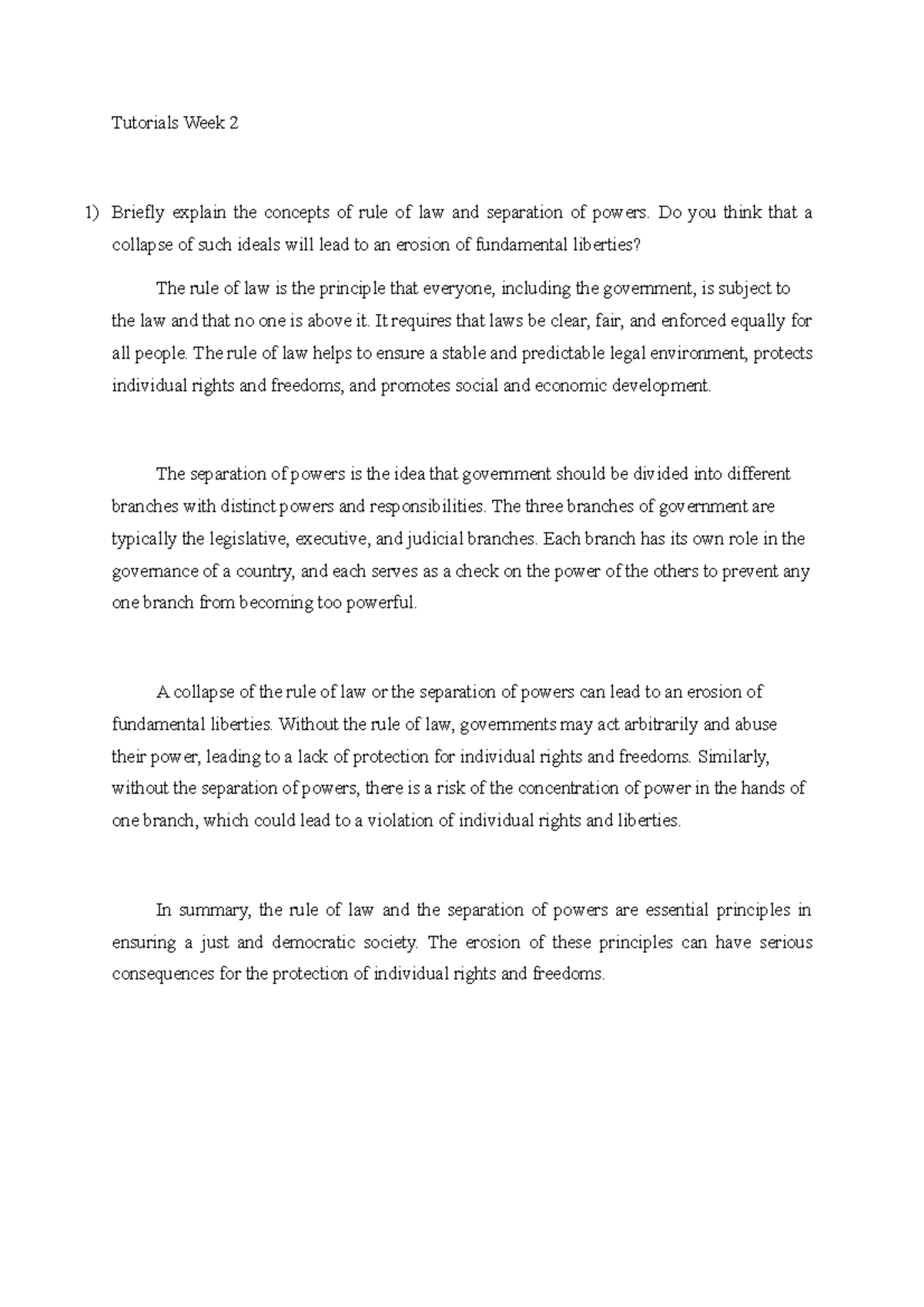 Tutorials Week 2 Constitution - Tutorials Week 2 Briefly explain the ...