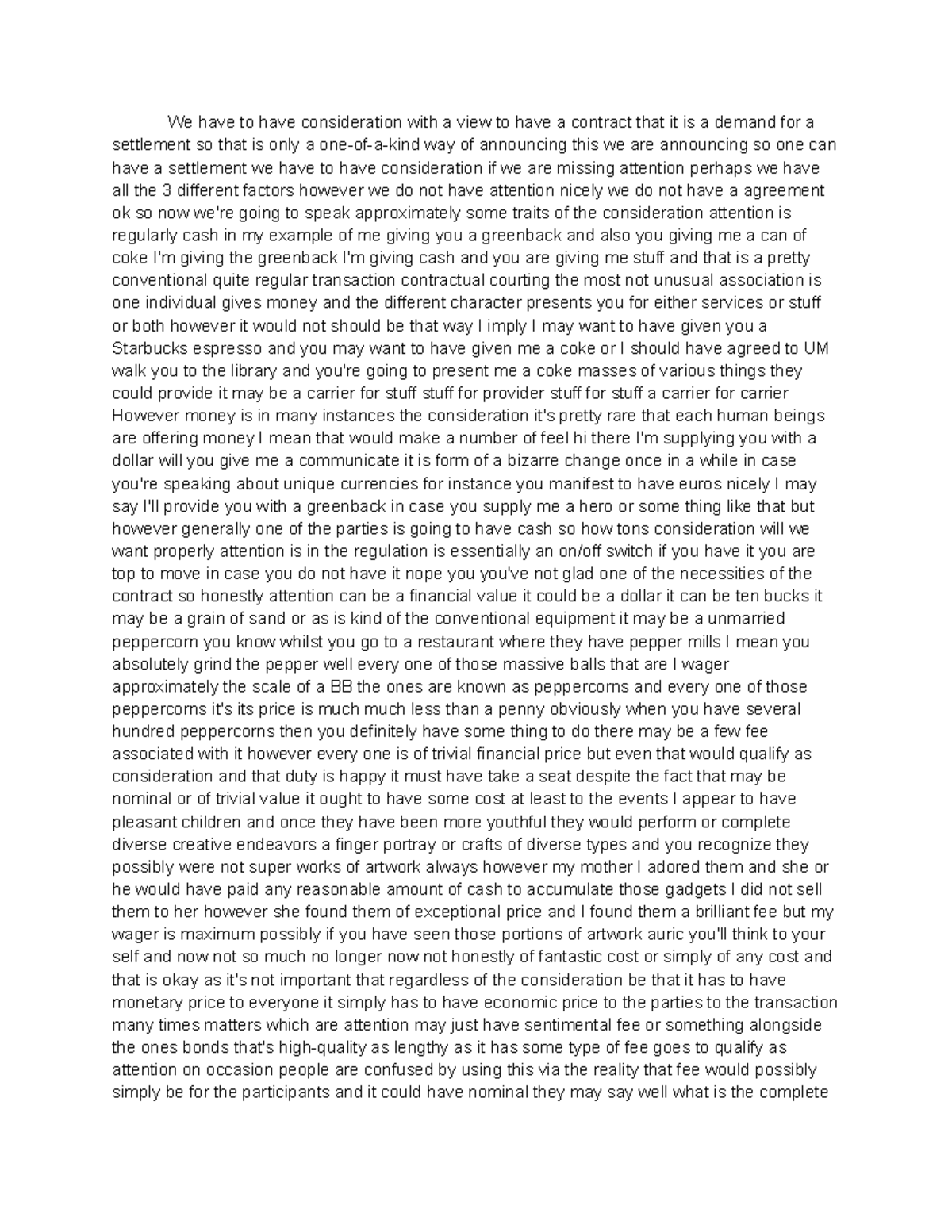 BUSI 2301 Chapter 10 Consideration - We have to have consideration with ...