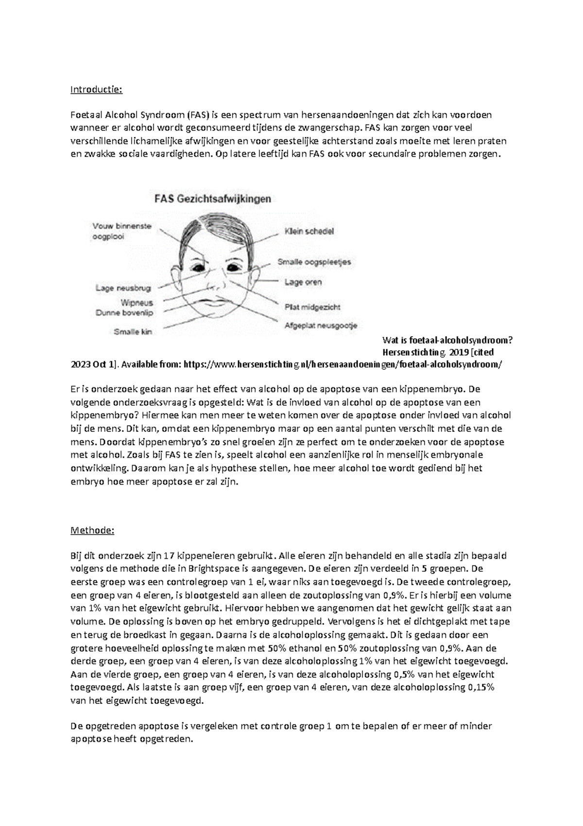 Apoptose Practicum Wg 1A - Introductie: Foetaal Alcohol Syndroom (FAS ...