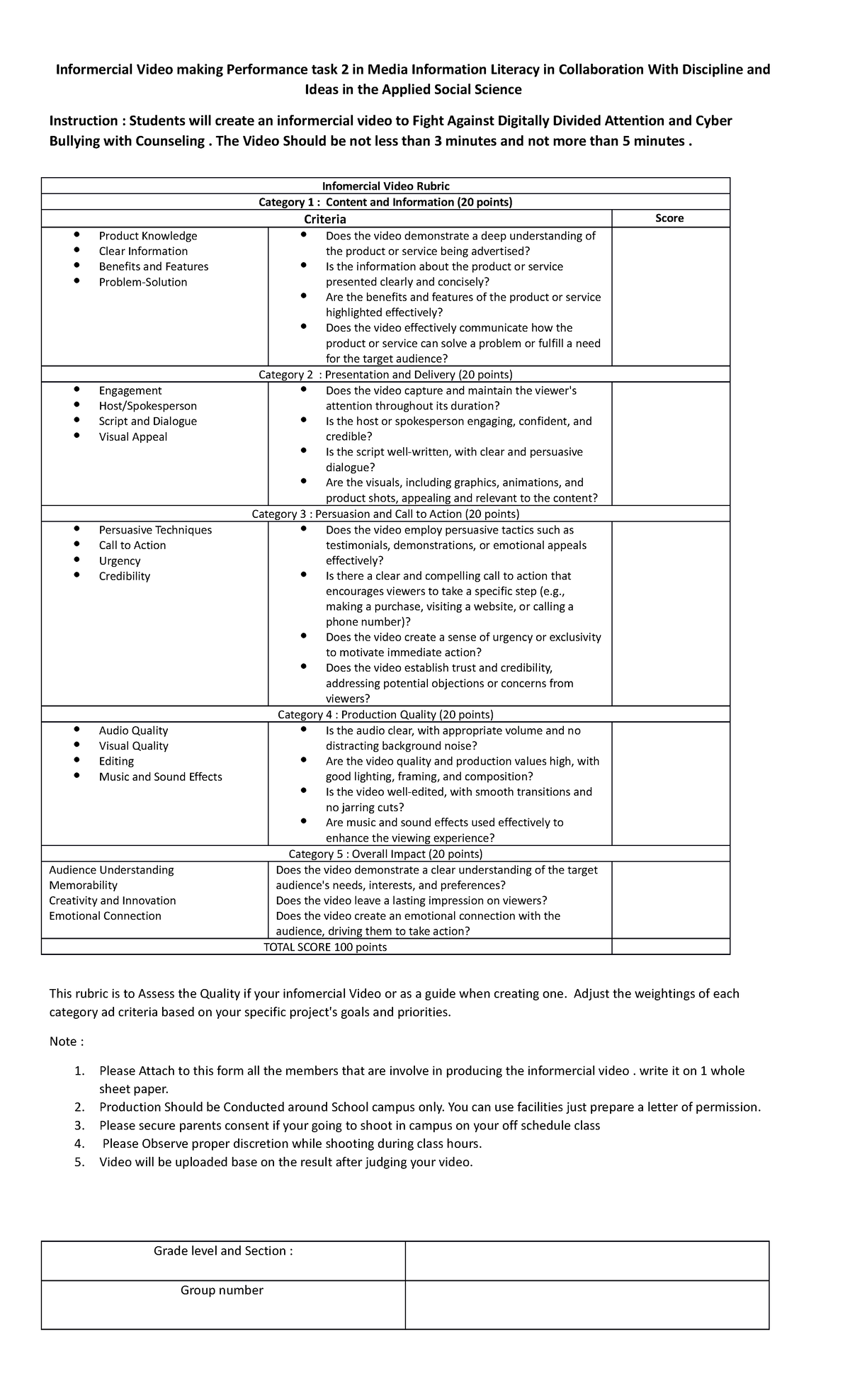 Performance task 2 M - Basta - Informercial Video making Performance ...