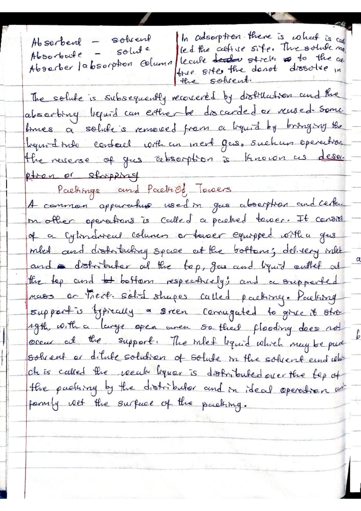 Che 331 class note - Absorption Industrial Process - Absorbent solvent ...