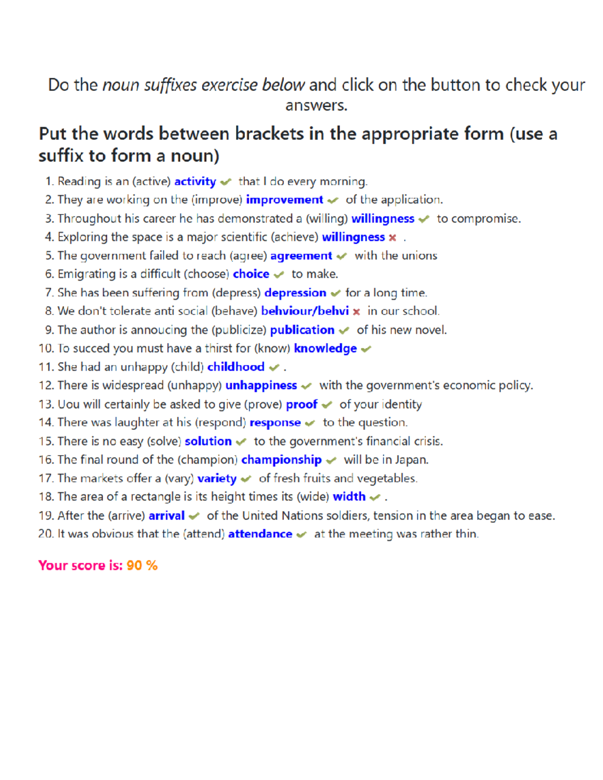 Noun Forms Of Verbs Homework 1 pdf Gipsy Ingles IV Studocu