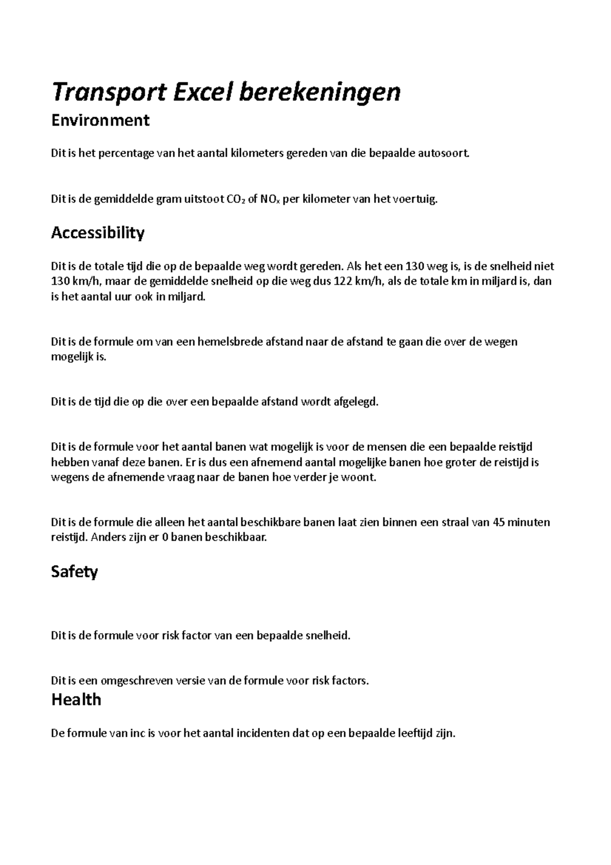 Transport Excel berekeningen - Transport Excel berekeningen Environment ...
