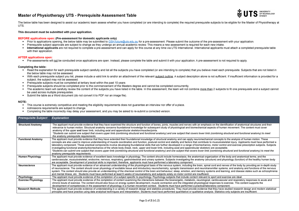 Master-physiotherapy-prerequisite-table v1 dcfrdfed dx sw x wx w sx w x ...