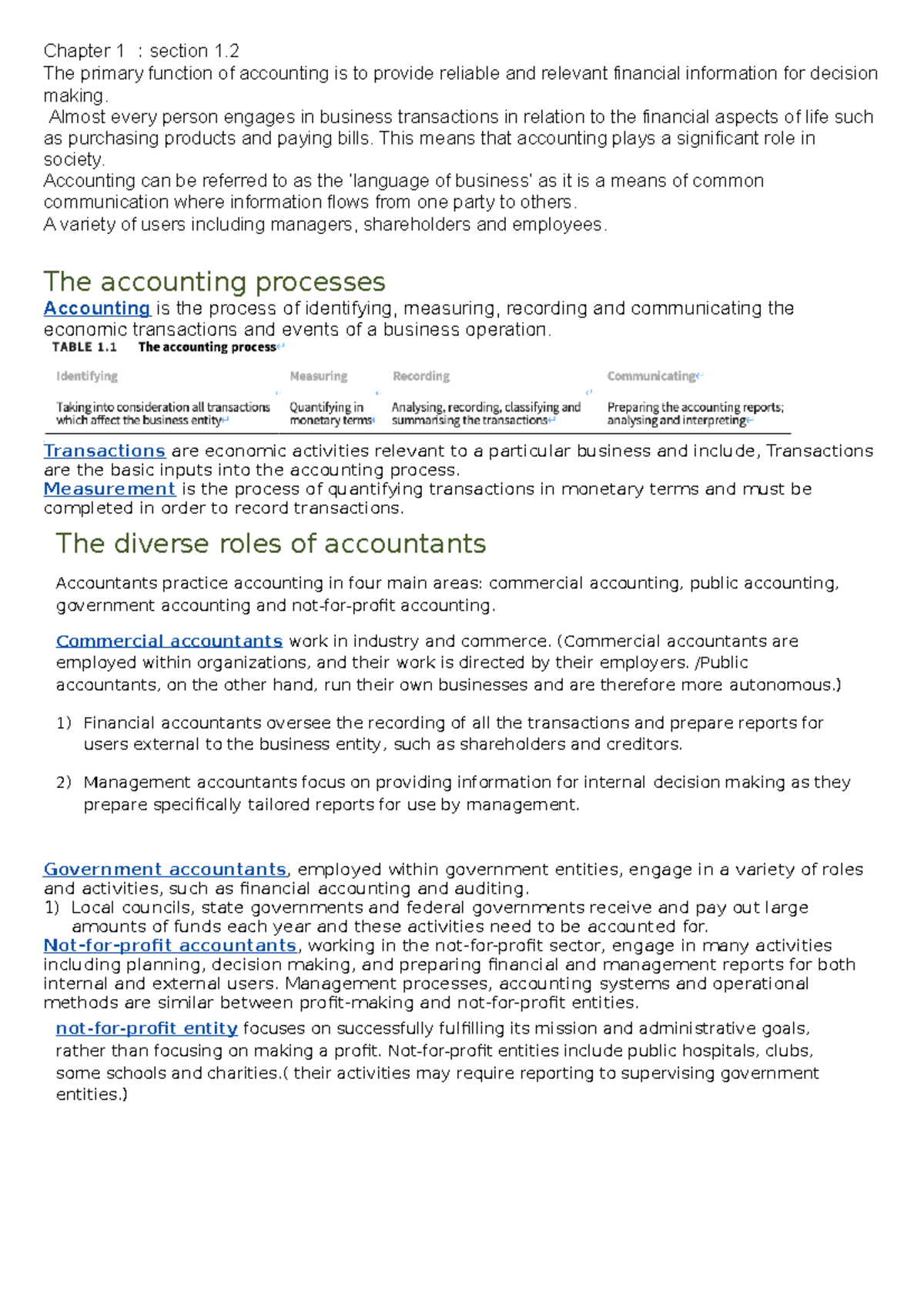Module 1 of acct1006 summaries 2022 S1(accounting) - Chapter 1 ：section 1. The primary function ...