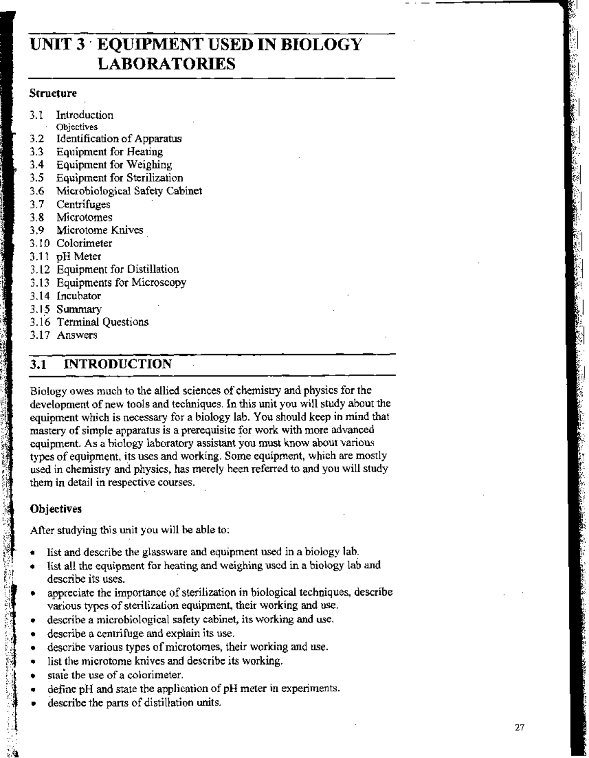Unit-3 - Unit-3 - UNIT 3 * EQUIPMENT USED IN BIOLOGY LABORATORIES ...