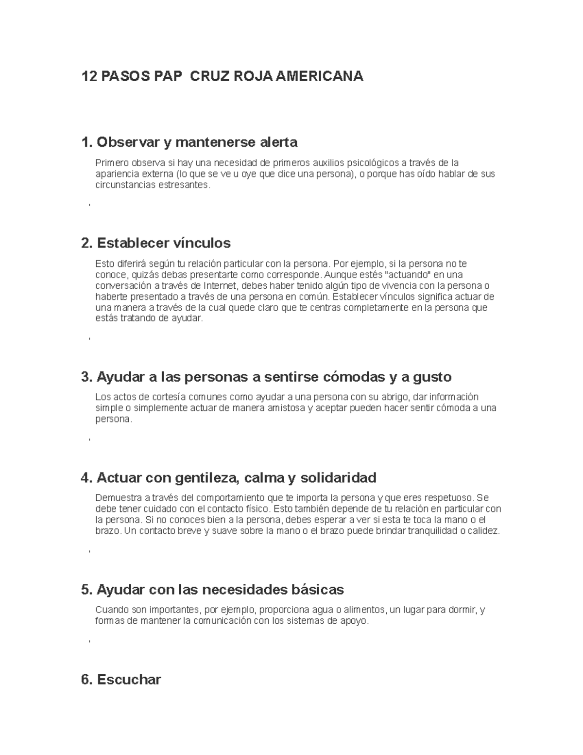 12 Pasos PAP CRUZ ROJA Americana - 12 PASOS PAP CRUZ ROJA AMERICANA 1. Observar y mantenerse ...