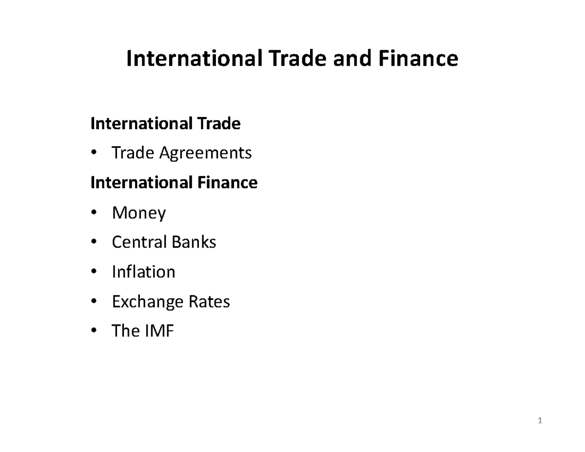 Lecture Notes 11.28 - International Trade and Finance International ...