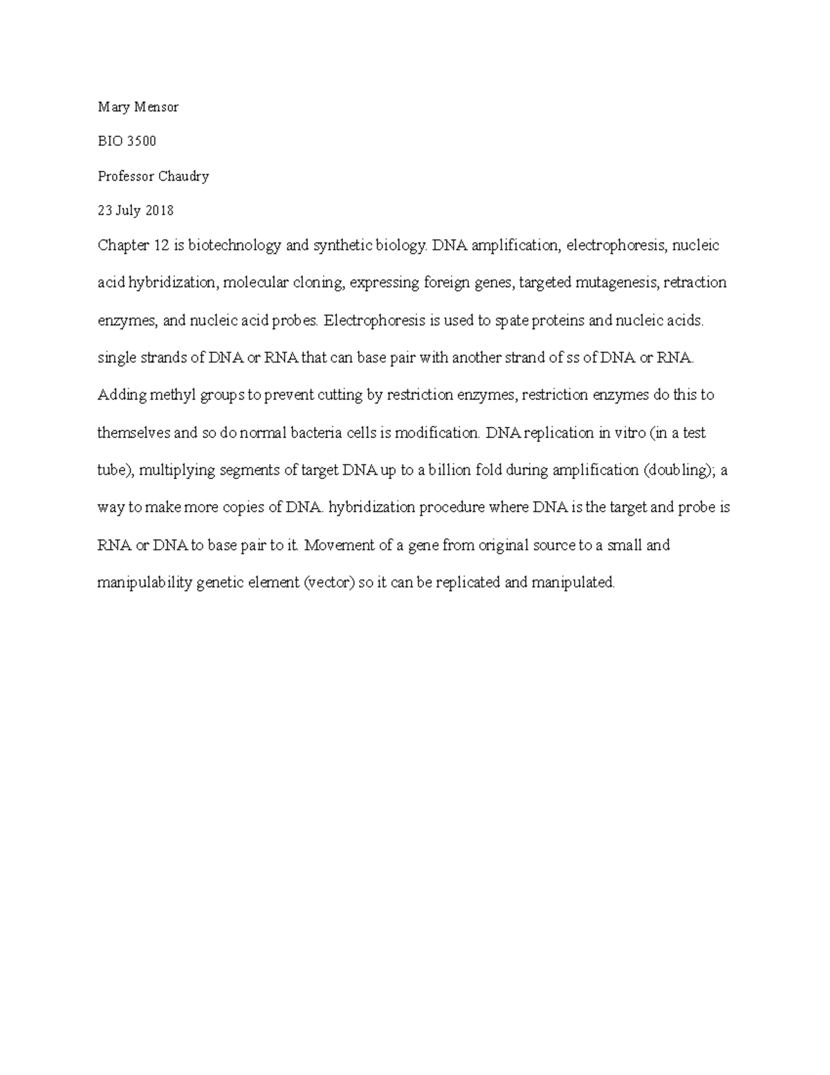 Report #2 Ch. 12, 13 - assignment - Mary Mensor BIO 3500 Professor ...