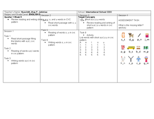 Grade 3 Lesson Plan English Quarter 2 Week 1 - Session 1 Task 1 ...
