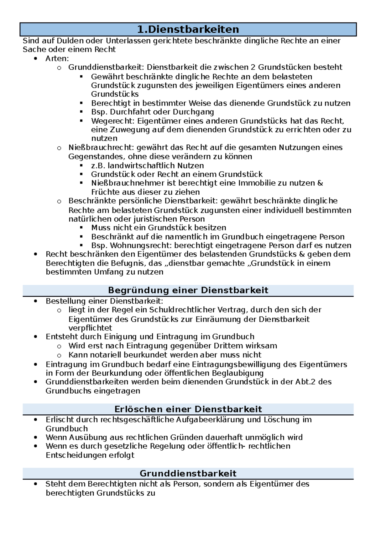 3 Vorlesung 1 Teil Dienstbarkeit - 1 Sind auf Dulden oder Unterlassen ...