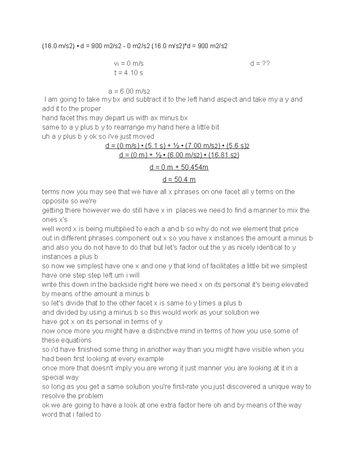 December 12 Physic 2 - (16 m/s2) • d = 900 m2/s2 - 0 m2/s2 (16 m/s2)*d ...