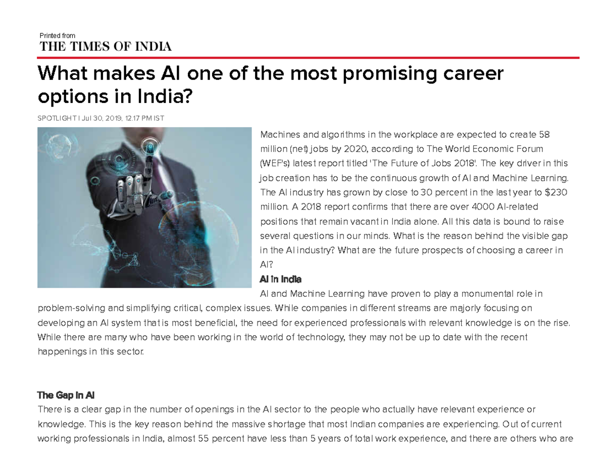 AI career options case study - What makes AI one of the most promising ...