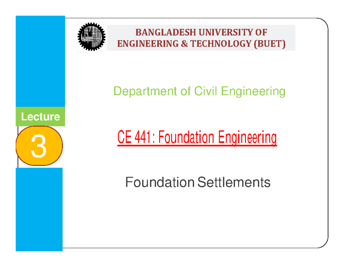 Lecture 17 19 BC Raft n Inclined Loading - Department of Civil Engineering 3 CE 441: Foundation ...