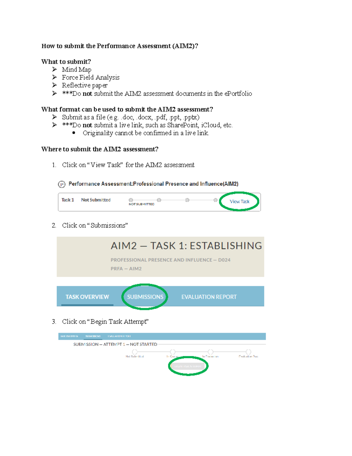 How to submit the Performance Assessment (AIM2) - .doc, .docx, .pdf ...