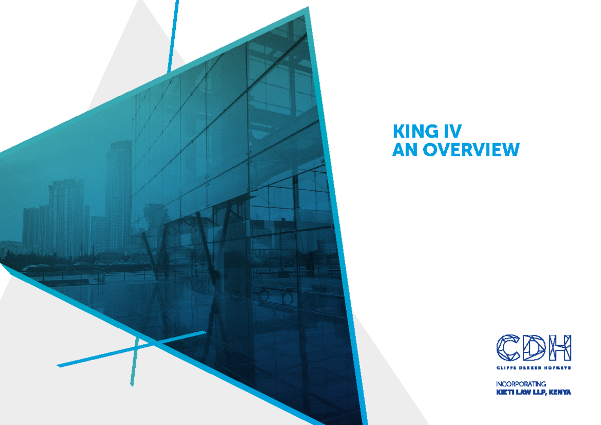 King IV Information Brochure - KING IV AN OVERVIEW KING IV AN OVERVIEW ...