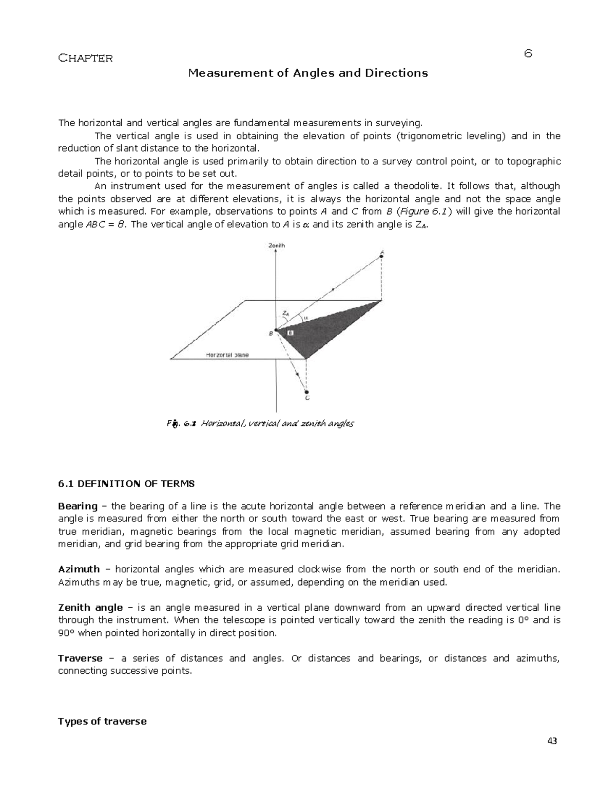 Topic 6 - surveyingg - Chapter Measurement of Angles and Directions The ...