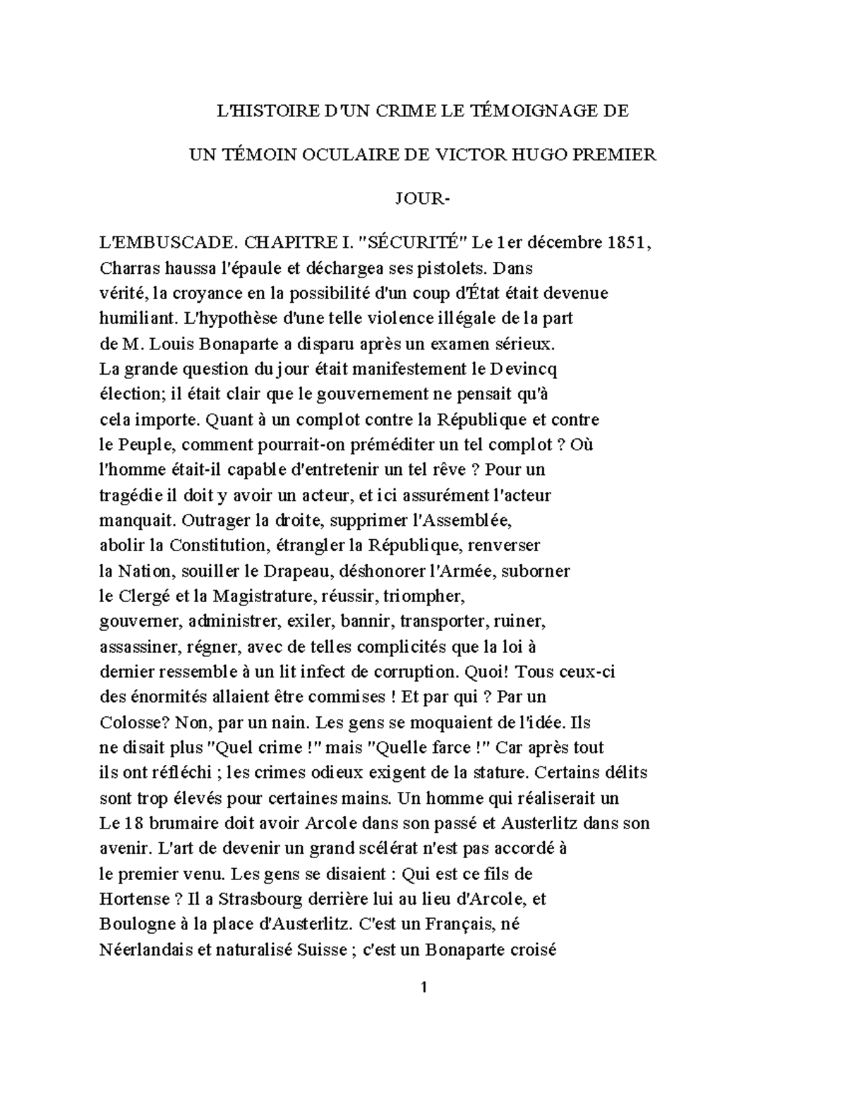 English to French - L'HISTOIRE D'UN CRIME LE TÉMOIGNAGE DE UN TÉMOIN ...