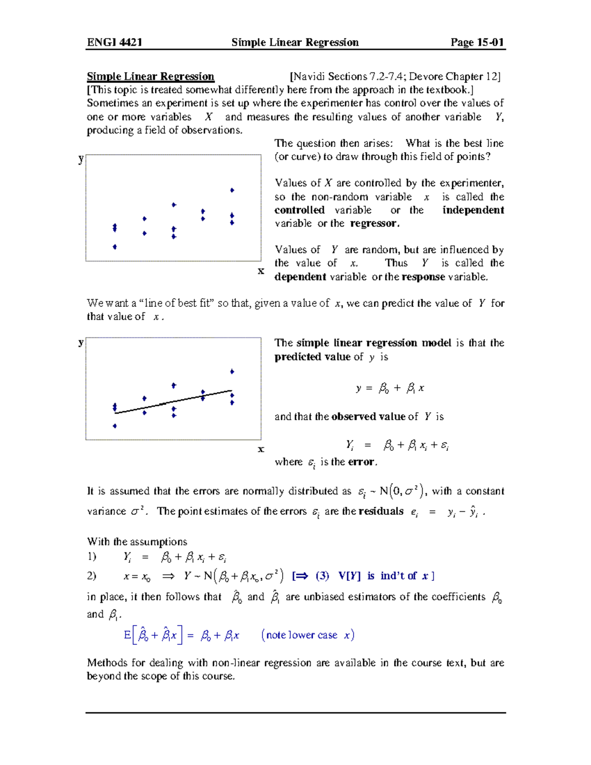 Chap15 - Filled notes for Glenn George's Lectures - Simple Linear ...