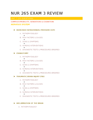 NUR 265 EXAM 1 Review - TEST 1 LAYOUT - NUR 265 EXAM 1 REVIEW UNIT 1 ...