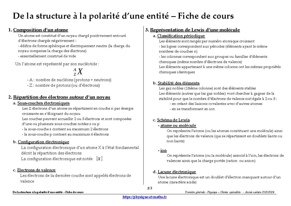 Structure polarite entite fiche cours - De la structure à la polarité d ...