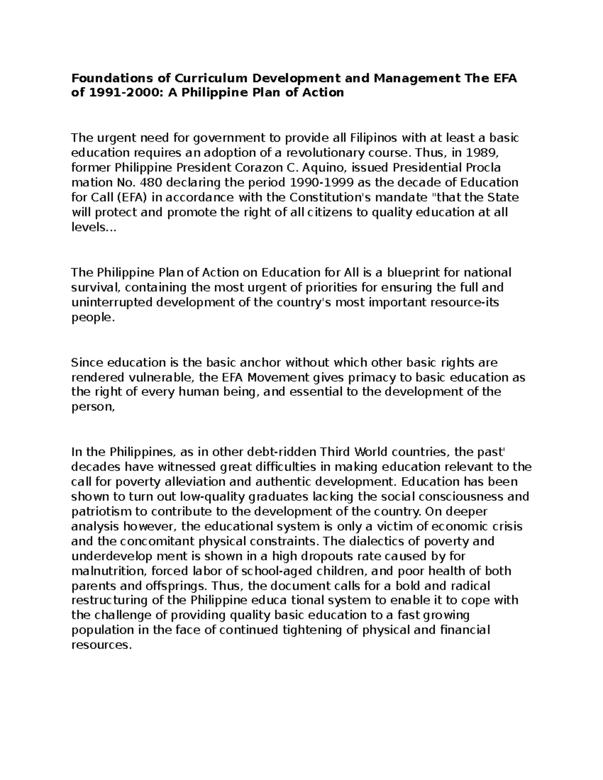 Curriculum Development- The-EFA-OF-1991-2000 - Foundations of ...