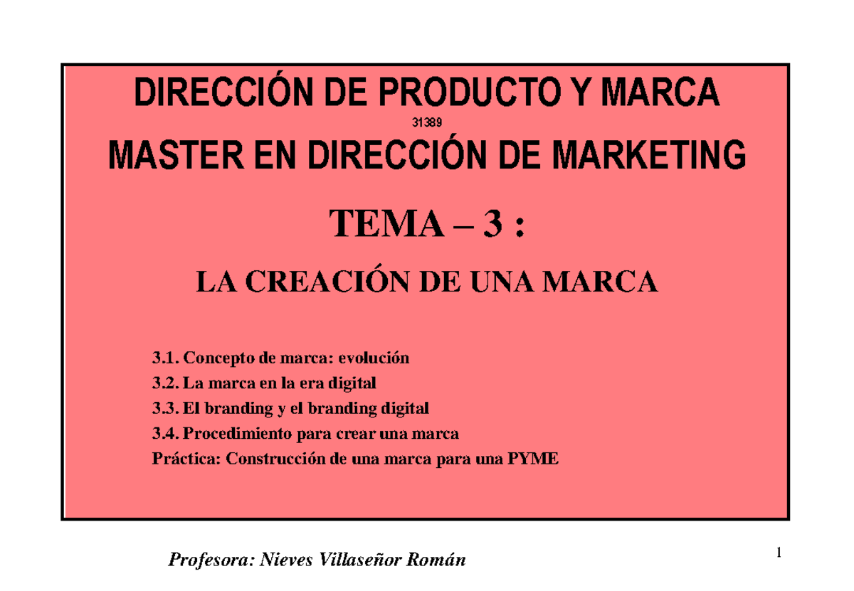 Tema 3 - Dirección de Producto y Marca - 1 DIRECCIÓN DE PRODUCTO Y ...