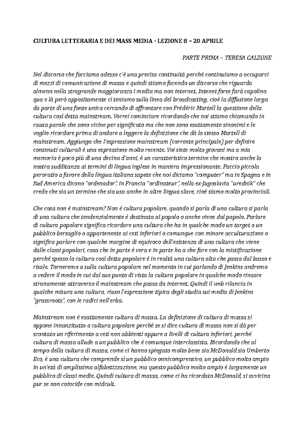 A8 - cultura letteraria e sistema dei media - CULTURA LETTERARIA E DEI ...