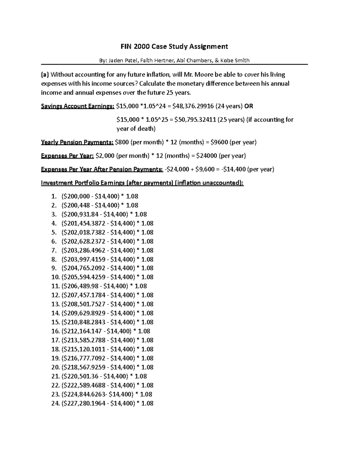 FIN 2000 Case Study Assignment - FIN 2000 Case Study Assignment By ...