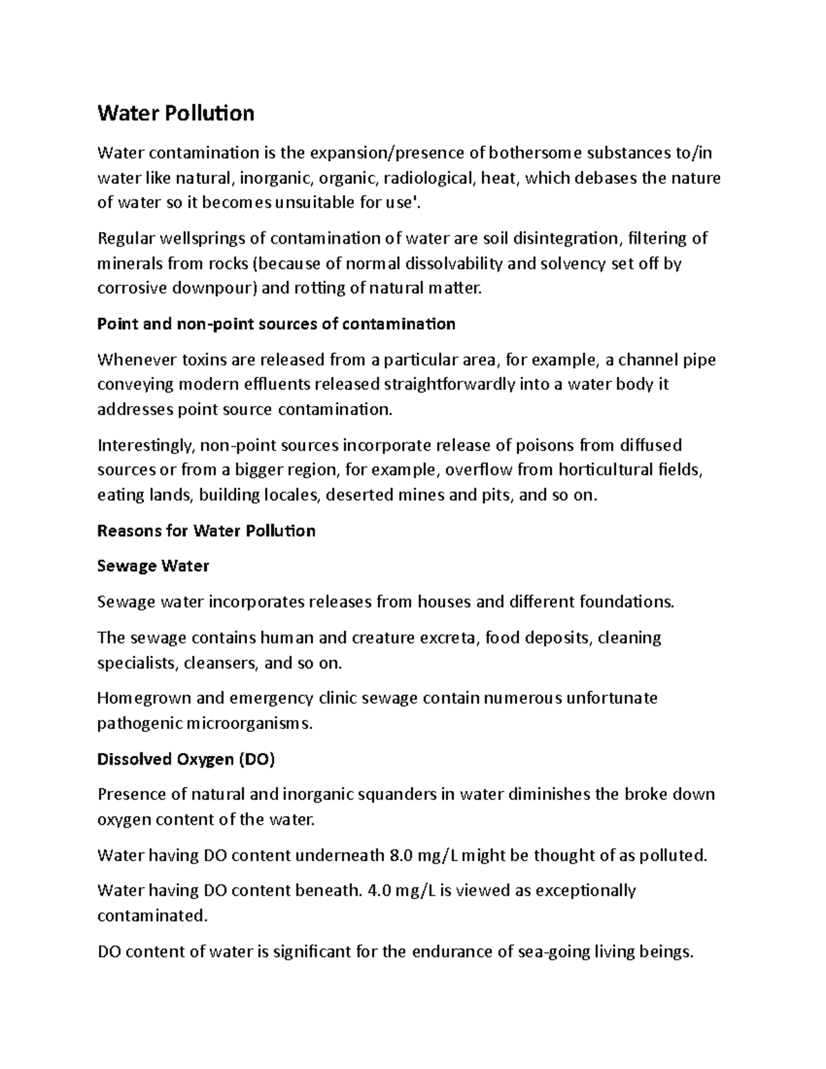 Document (26) - It is from my lecture note - Water Pollution Water ...