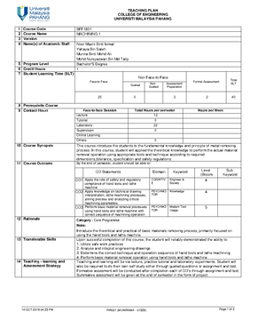 Mp fe - FINAL EXAM MANUFACTURING PROCESS UMP 2021/2022 - DO NOT TURN ...