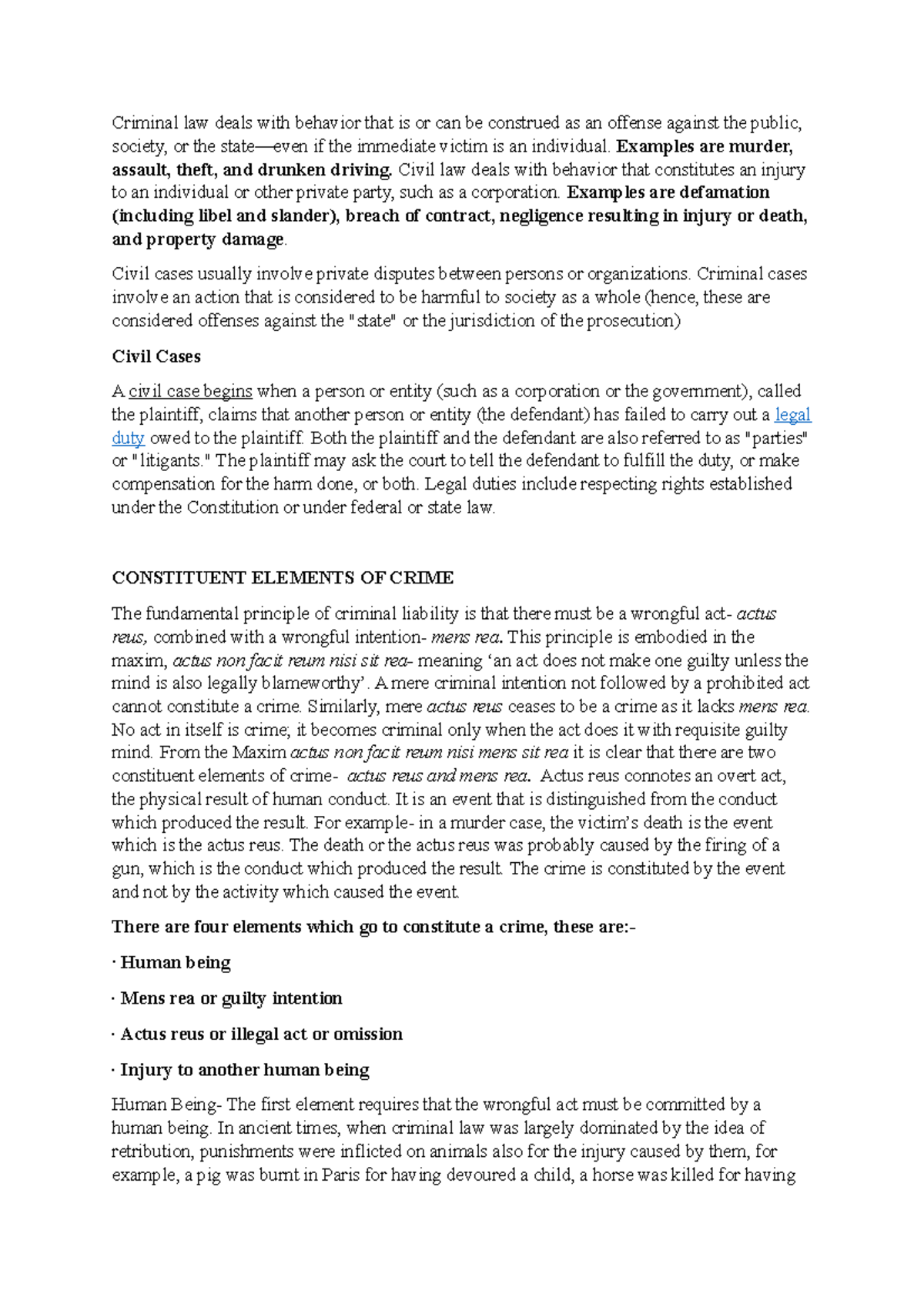 Criminal Law module 1 - Extra material - Criminal law deals with behavior that is or can be ...