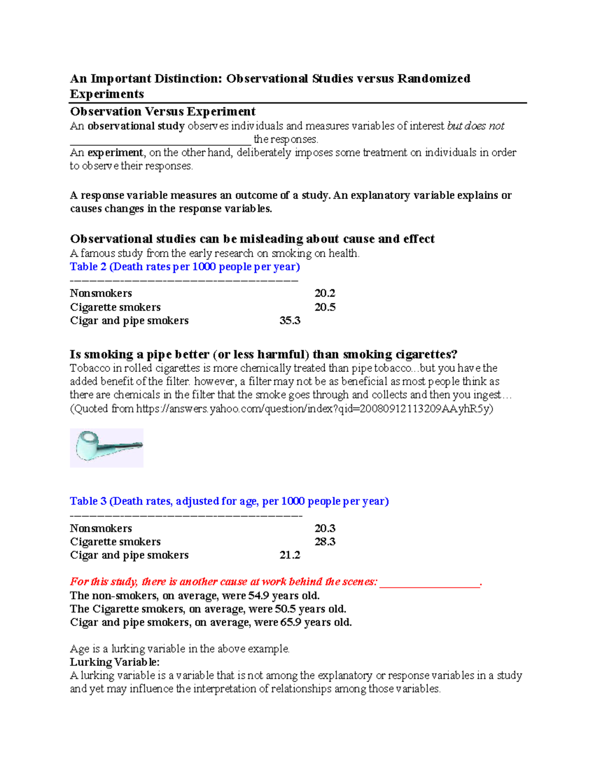 Observation Experiment Lecture Notes - An Important Distinction ...