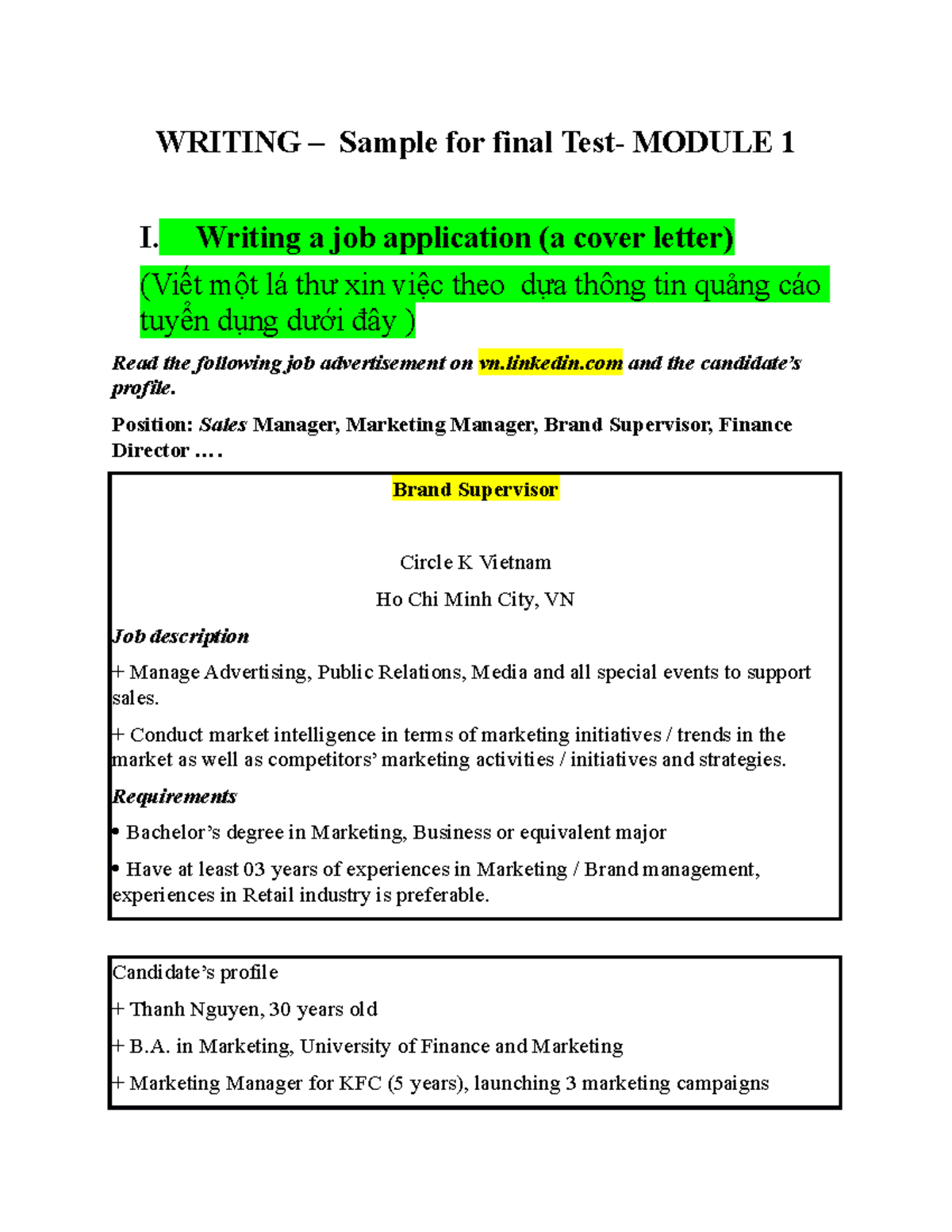 01- Writing- TA HP 1 - abc - WRITING – Sample for final Test- MODULE 1 ...