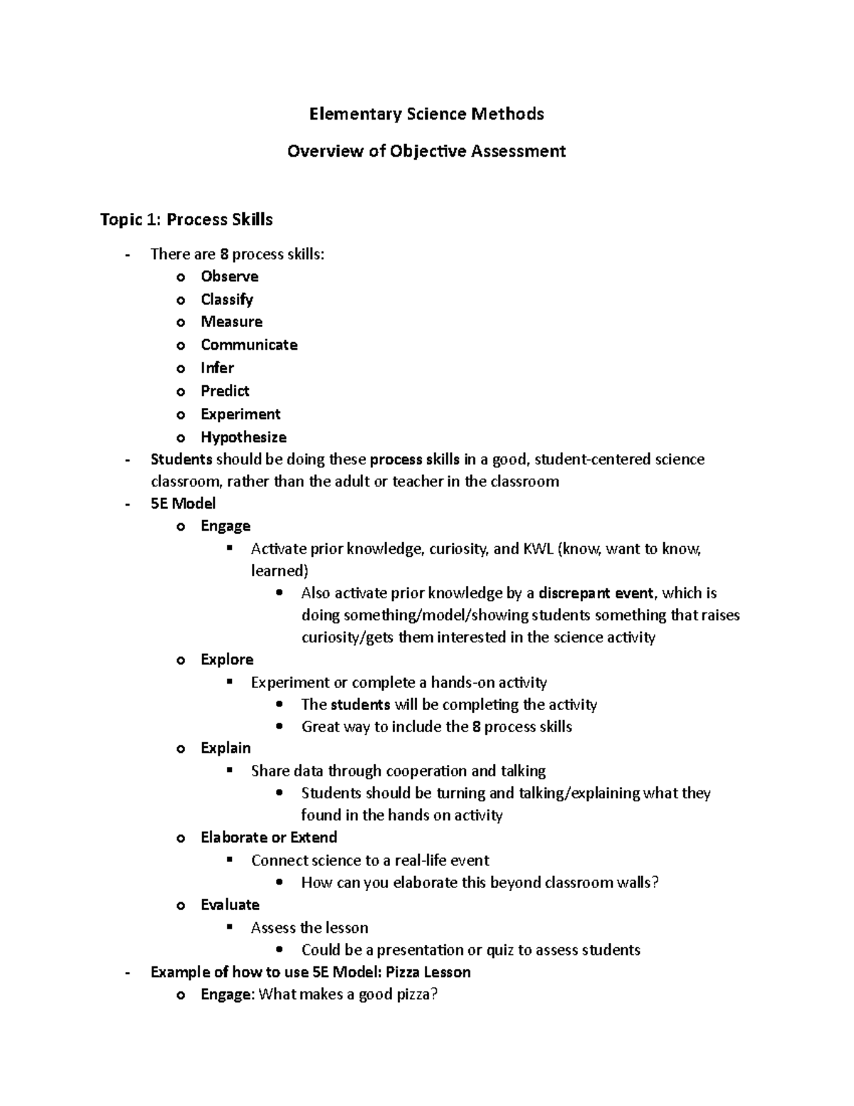 Science Methods Cohort Notes - Elementary Science Methods Overview of ...