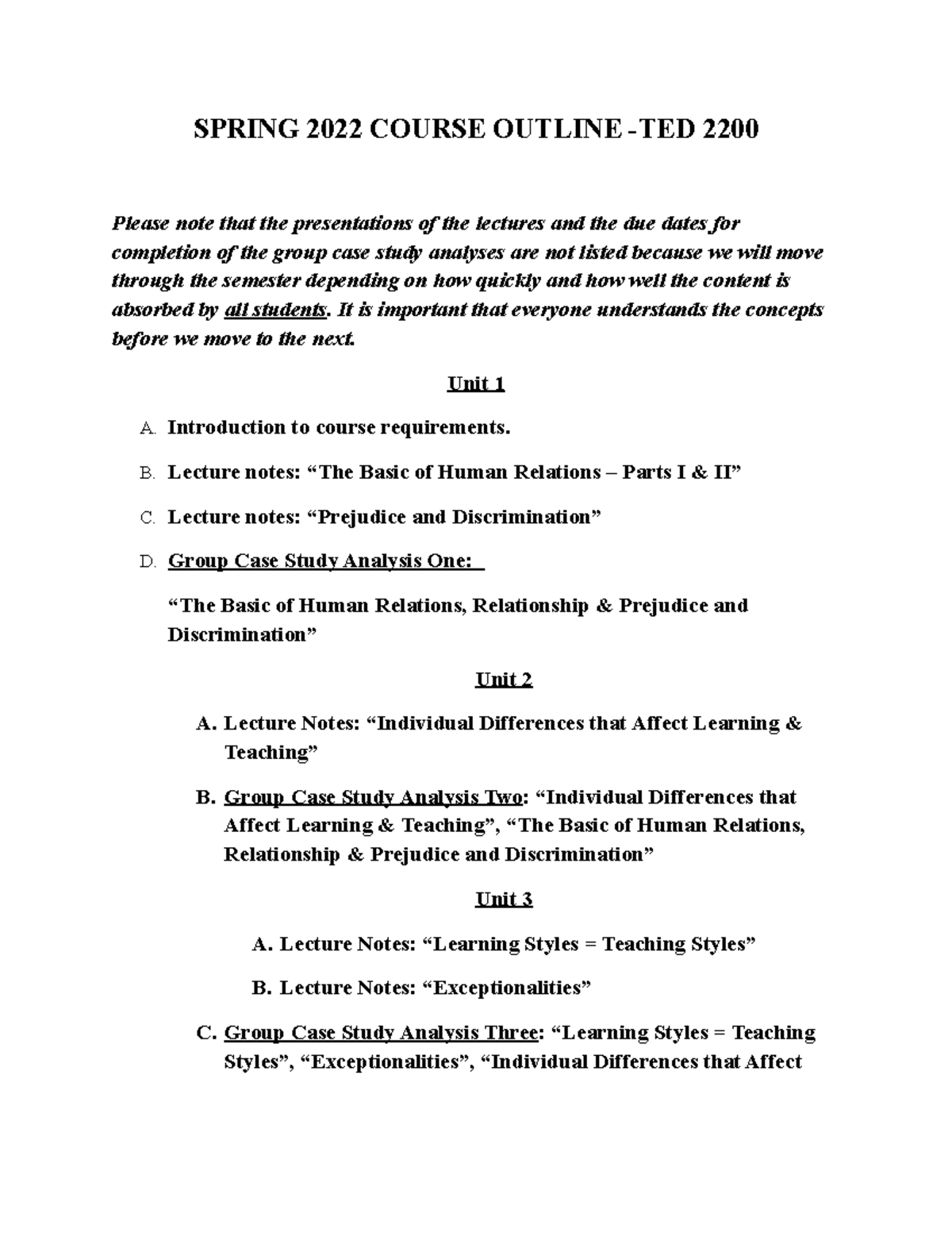 Course+ Outline+-TED+2200+%282%29 - SPRING 2022 COURSE OUTLINE -TED ...