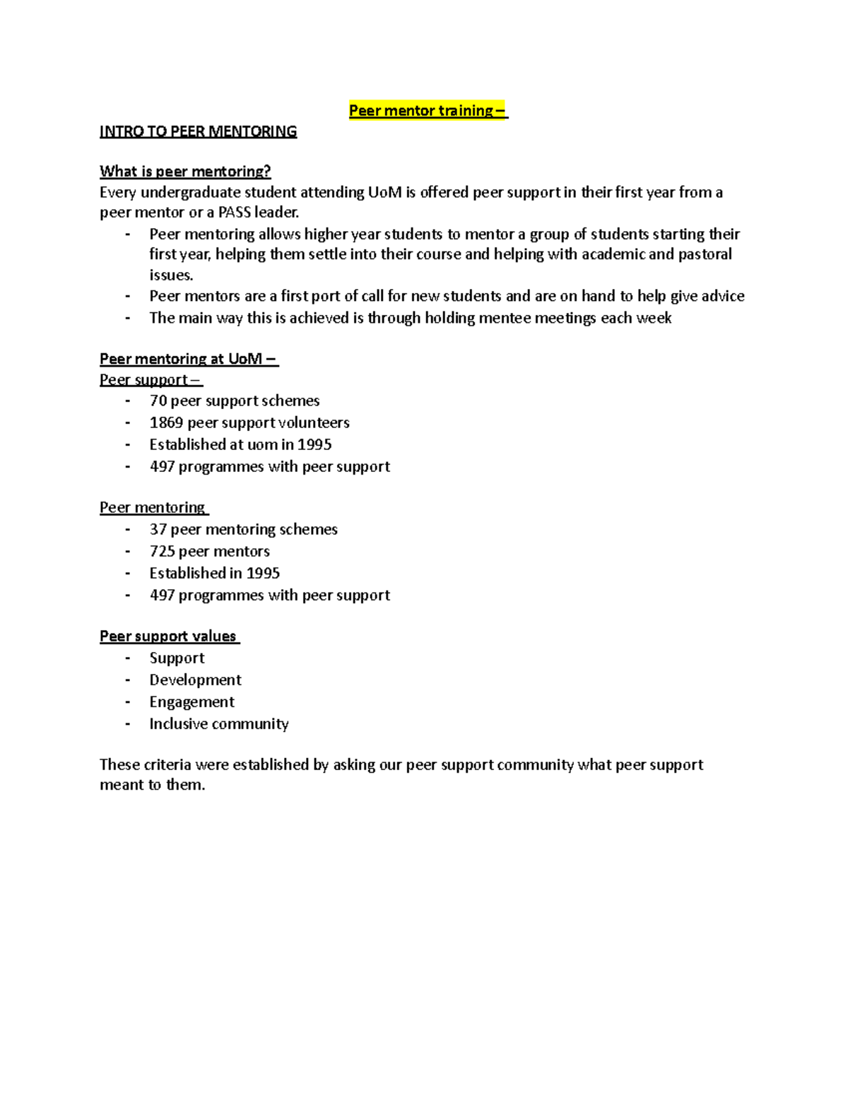 PEER Mentoring 2021-2022 - Peer mentor training – INTRO TO PEER MENTORING What is peer mentoring ...