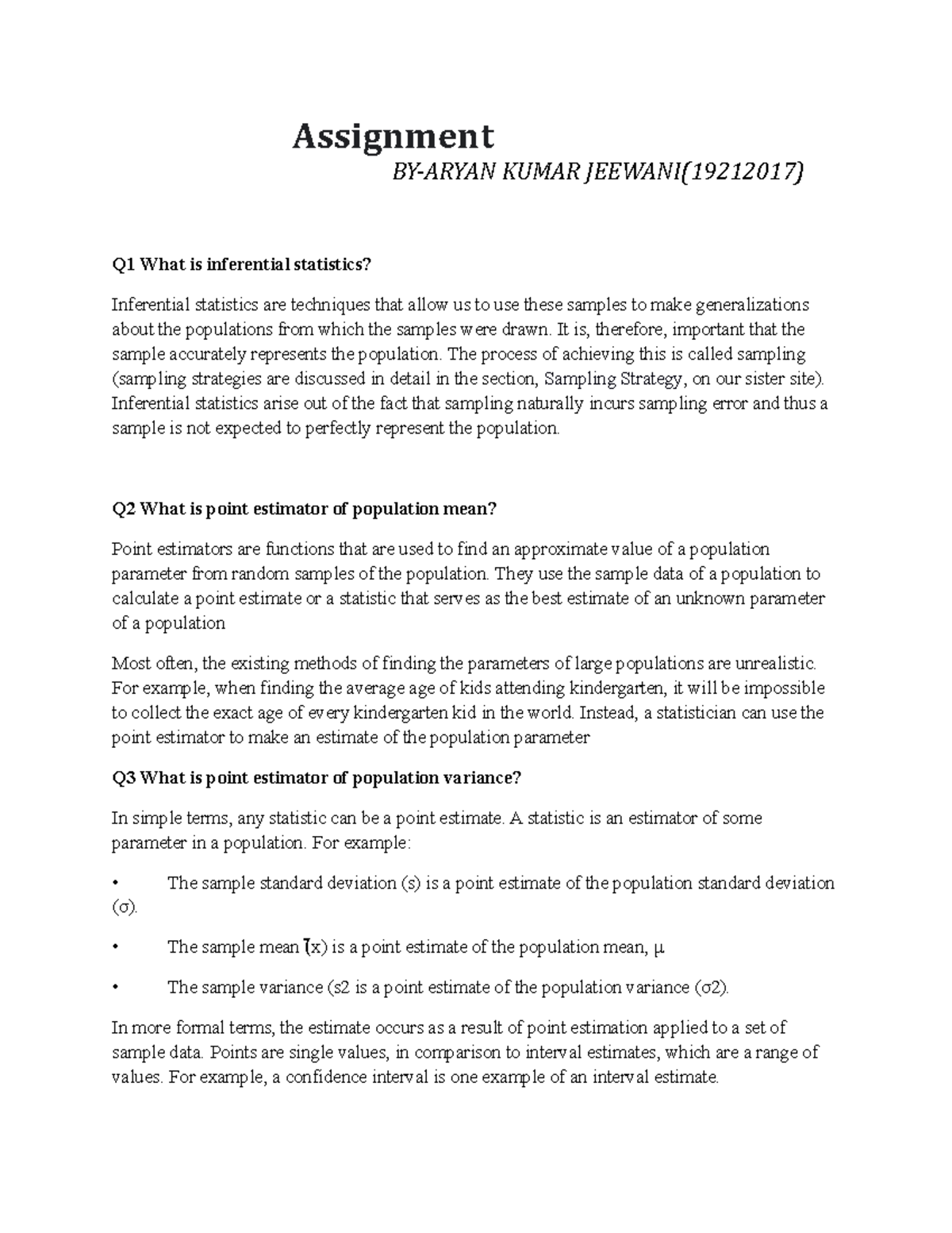 CIA and Asyncrhornus Statistics - Assignment BY-ARYAN KUMAR JEEWANI(19212017) Q1 What is ...