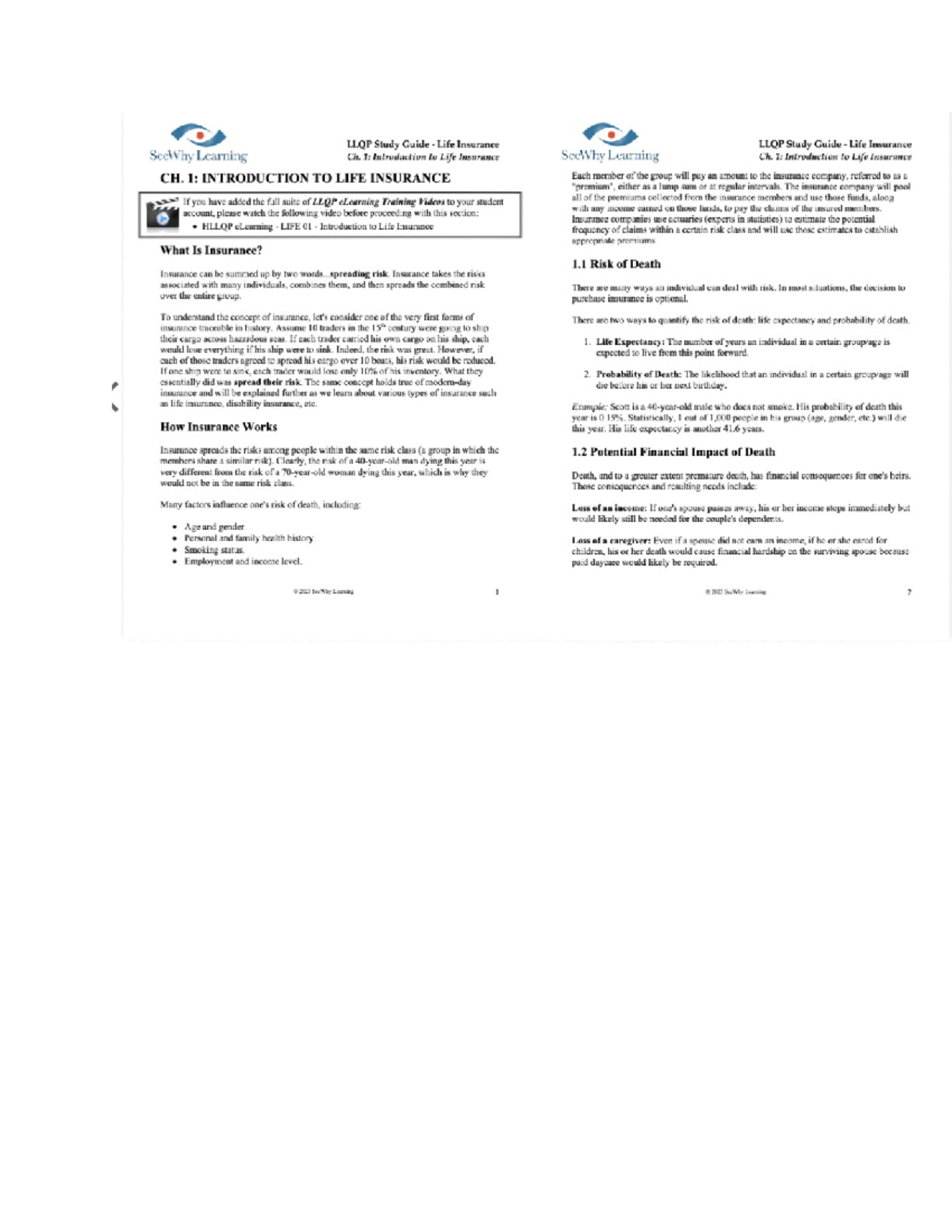 Ch 1 to 4 life insurance - notes - LLQP Study Guide Life Insurance LLQP ...