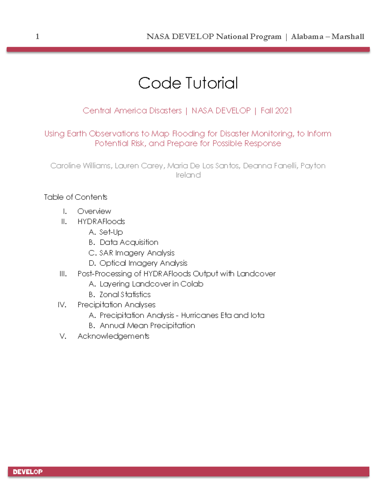 2021Fall MSFC Central America Disasters Methodology Tutorial FD-final ...
