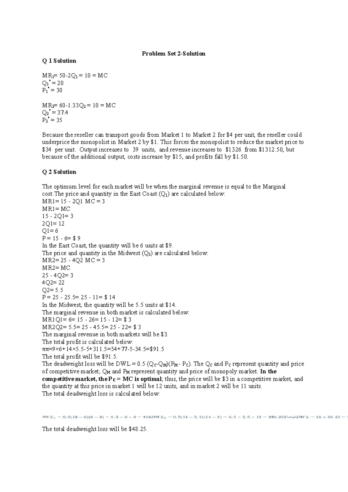 Problem Set 2 Solution Lec Notes Problem Set 2 Solution Q 1