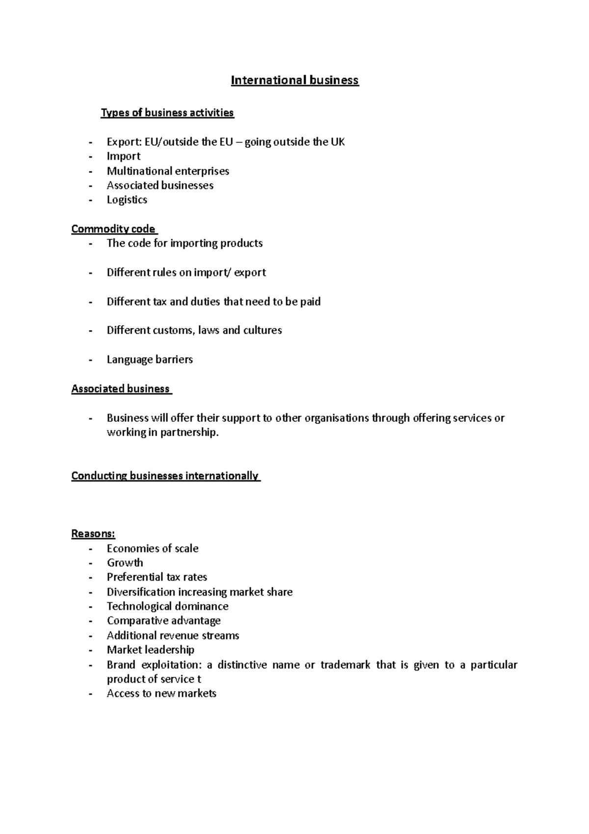 International business - activites of business - International business ...