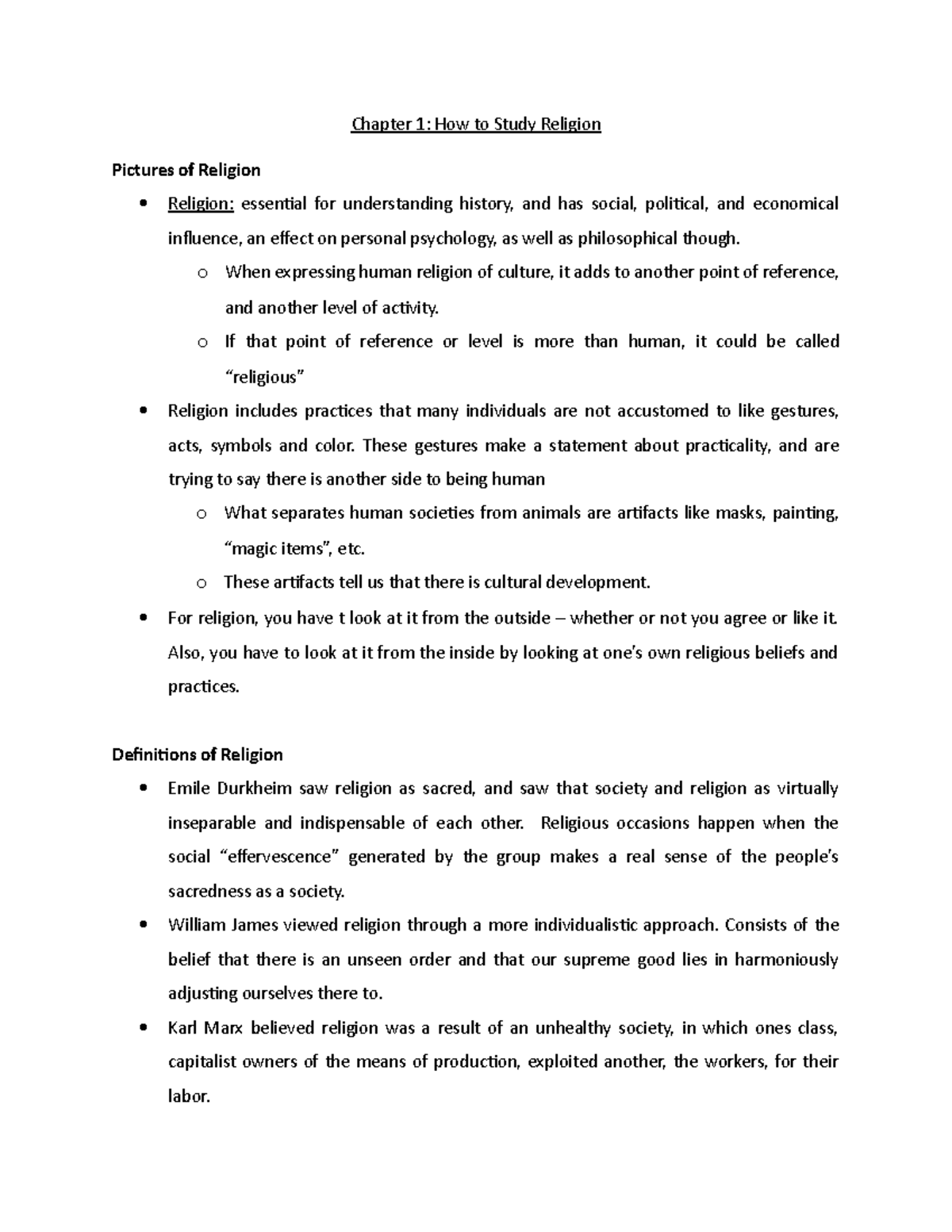 Chapter 1 Notes - Introduction to Religion - Chapter 1: How to Study ...