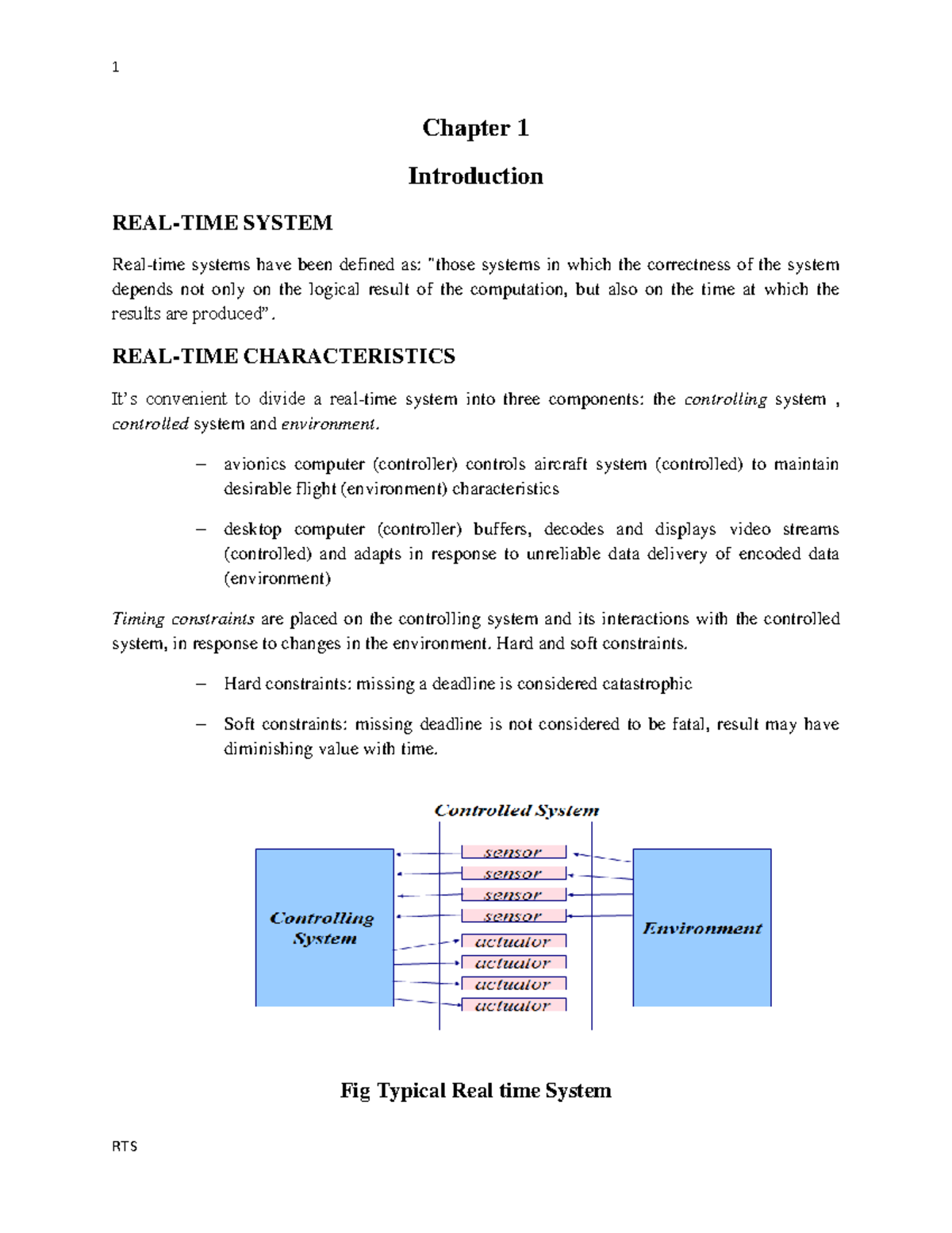 Chapter 1-4 - Lecture notes 3 - Chapter 1 Introduction REAL-TIME SYSTEM ...
