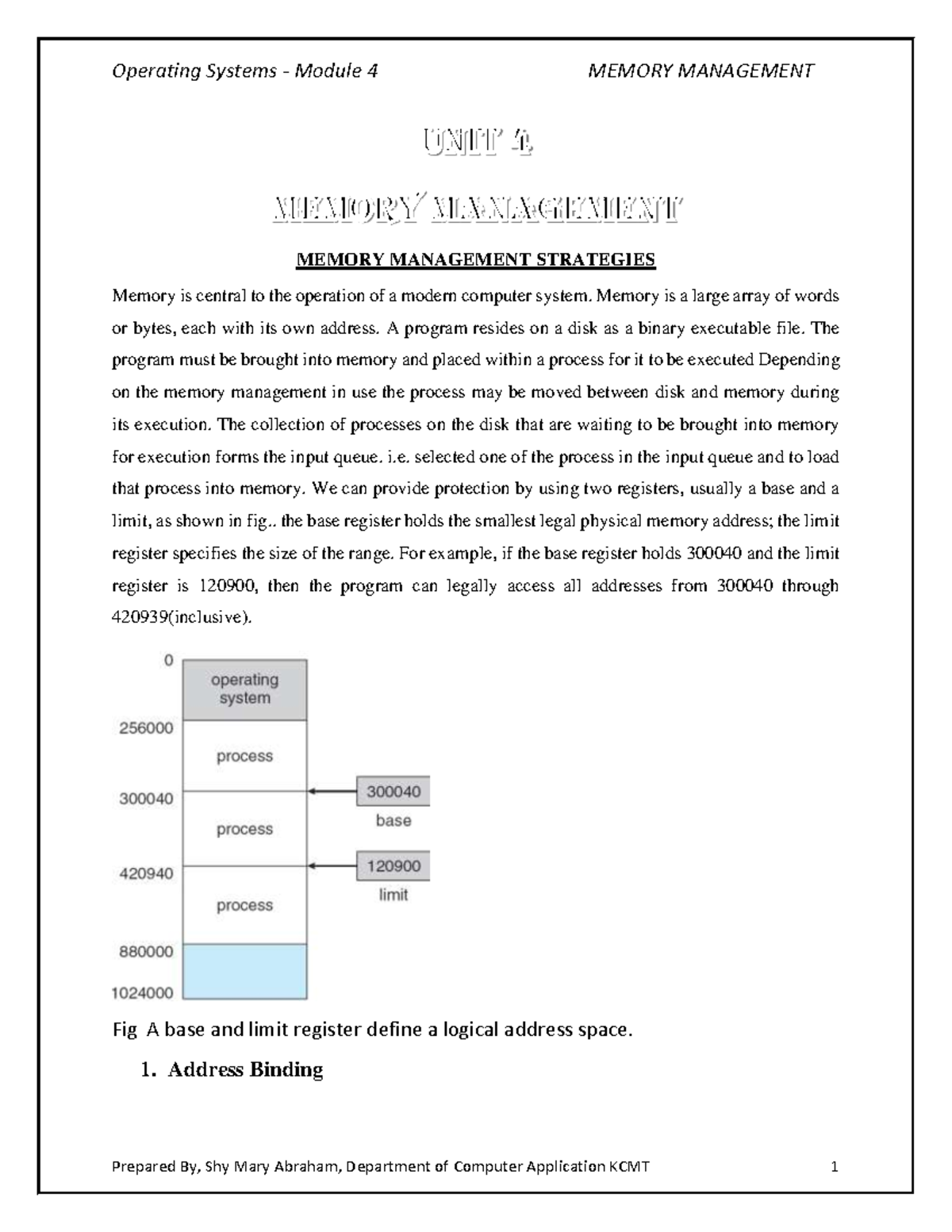 4. Memory Management - It and environment - MEMORY MANAGEMENT ...