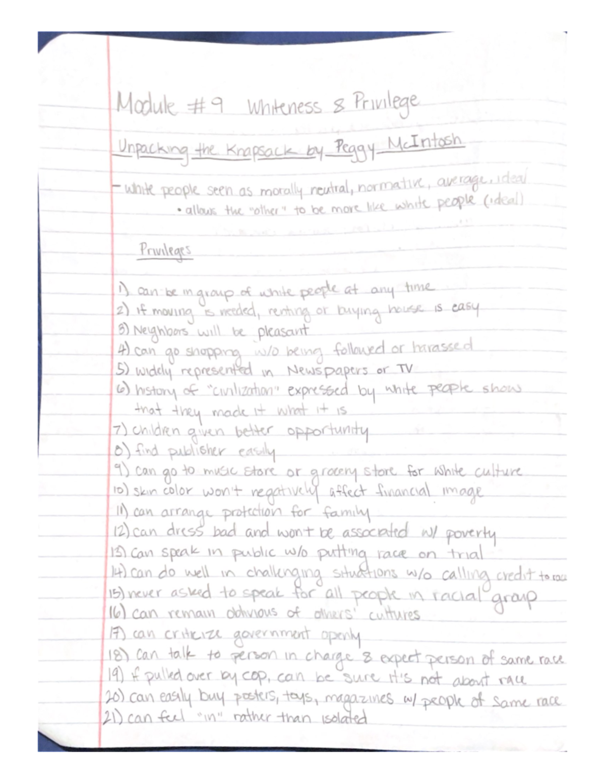 AES module 9 - notes on White Privilege - aes 150 - Studocu