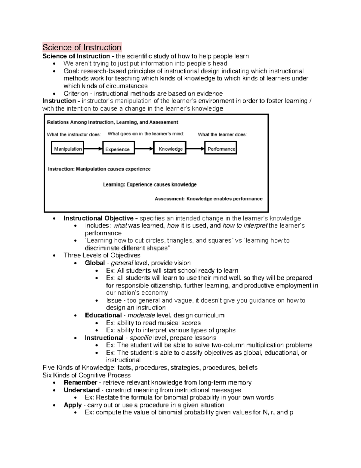 PSY 125 - 3. Science of Instruction - Science of Instruction Science of ...