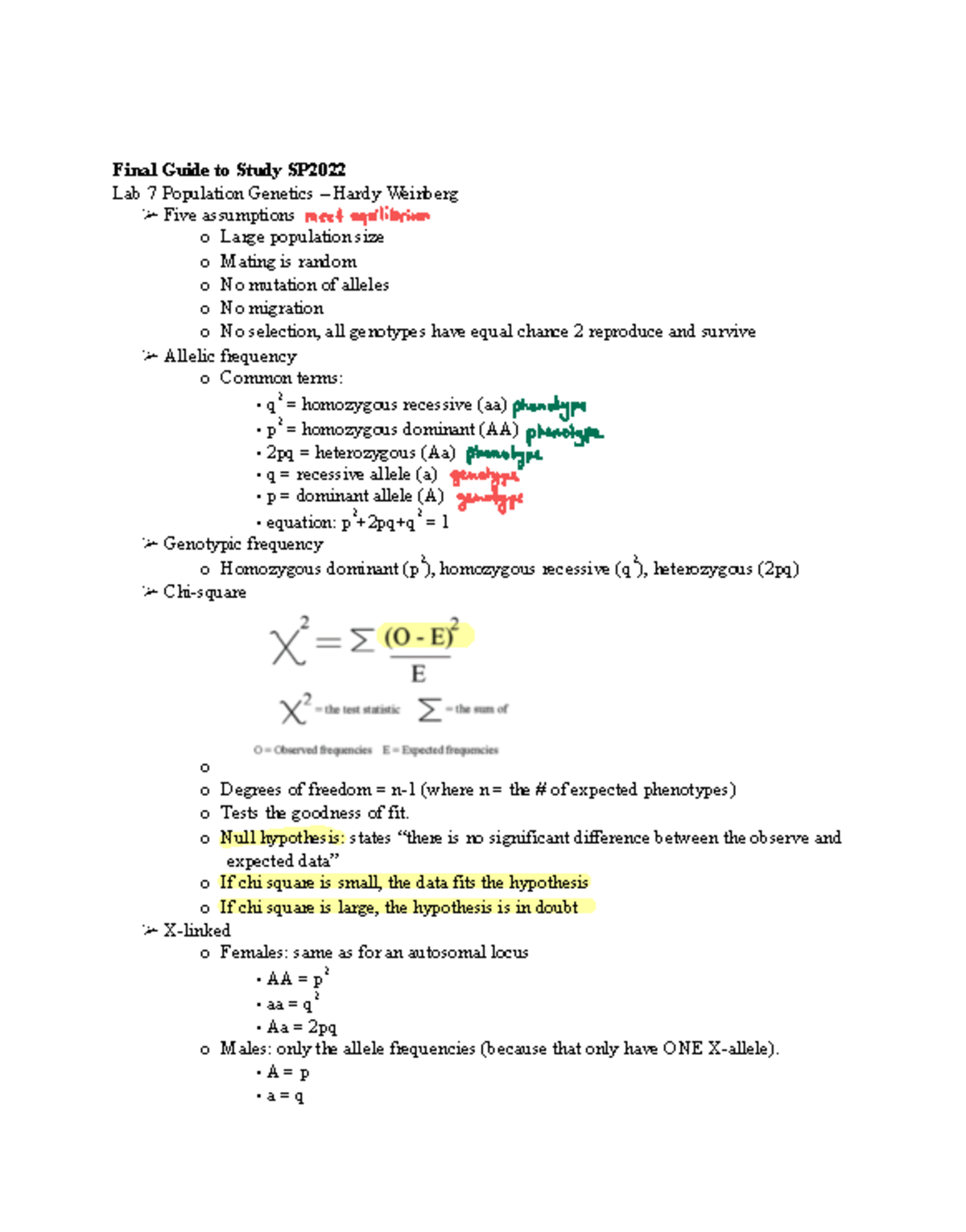 Final Guide Molgen LAB SP2022 - Final Guide to Study SP Lab 7 Population Genetics – Hardy ...
