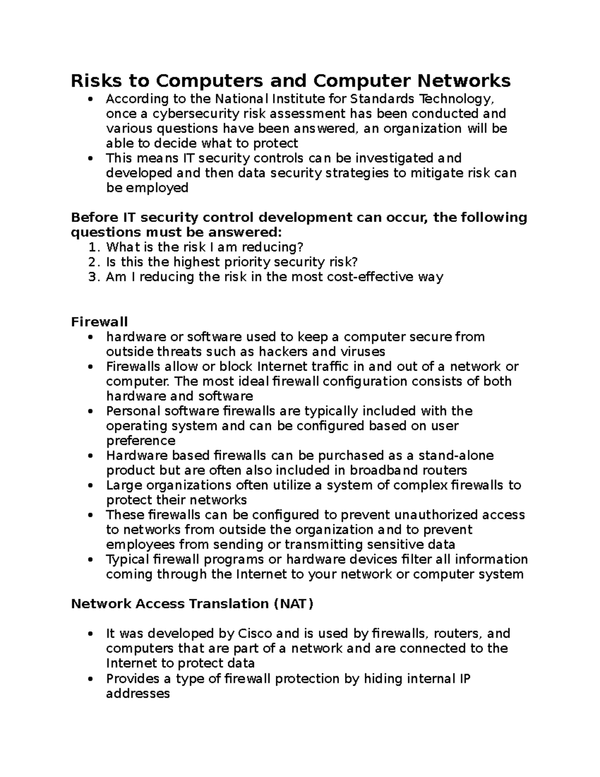 Risks To Computers And Computer Networks What Is The Risk I Am